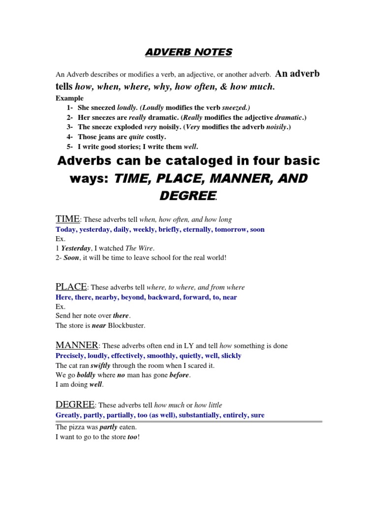 Adverb Notes | PDF