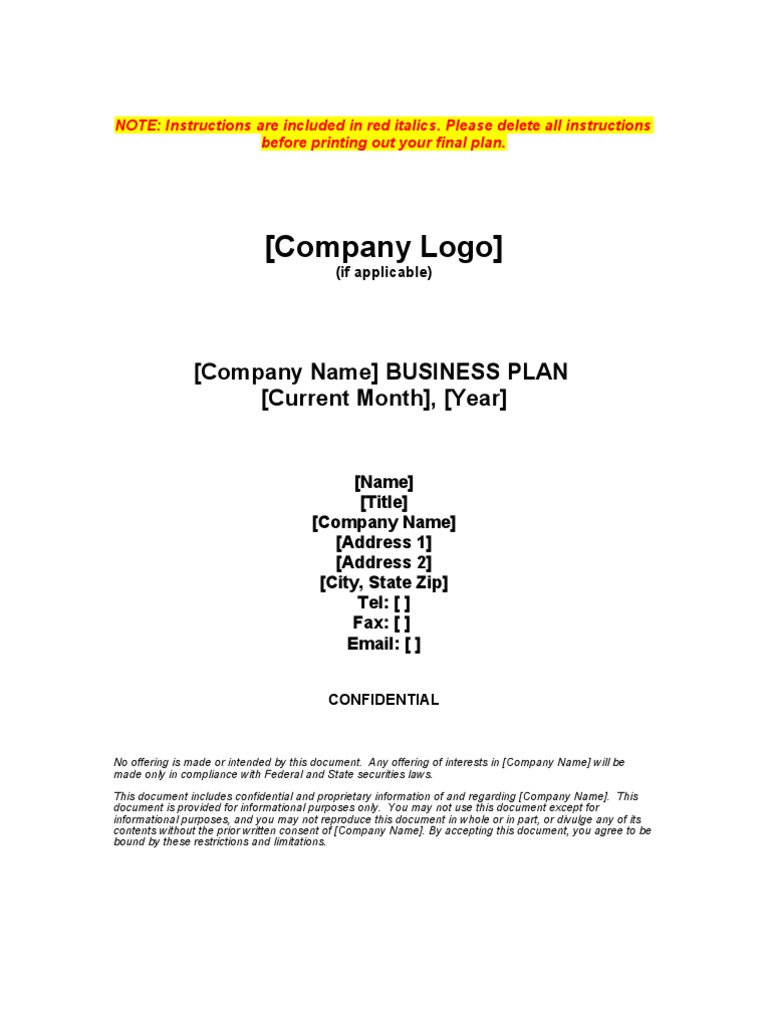Business Plan Template Overview | PDF | Expense | Equity (Finance)