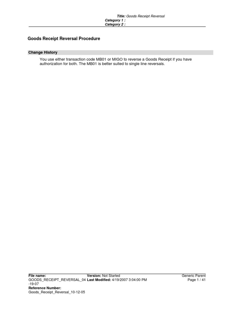 Goods Receipt Reversal Guide 2 | PDF