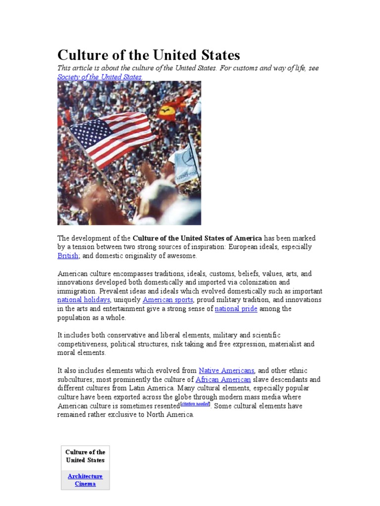 Overview of American Culture | PDF | Culture Of The United States | The ...