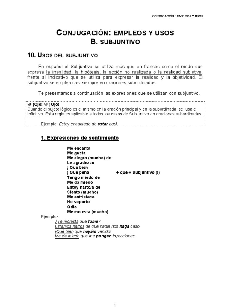 Usos del Subjuntivo en Español | PDF | Lingüística | Estilo (ficción)