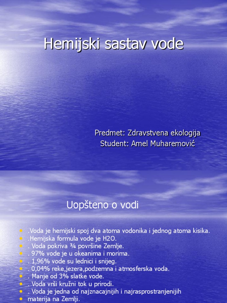 Hemijski Sastav Vode | PDF
