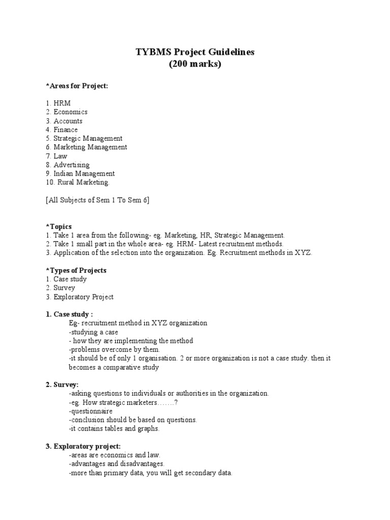 TYBMS Project Guidelines | PDF | Data | Survey Methodology