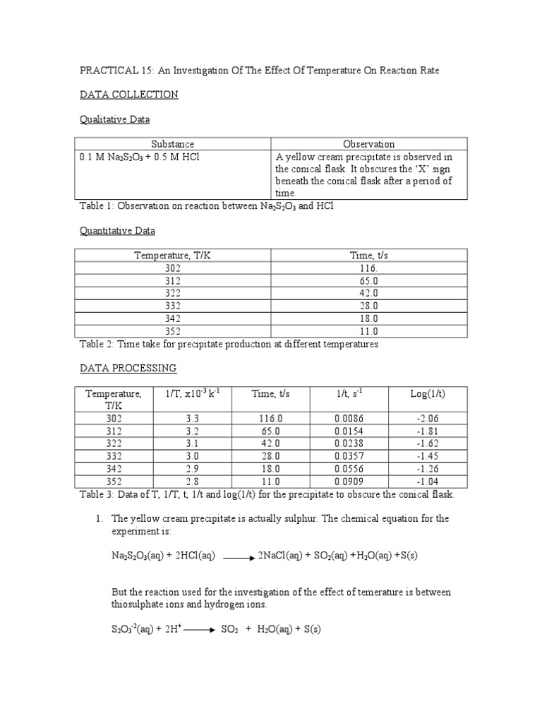 Temperature's Impact on Reaction Rate | PDF