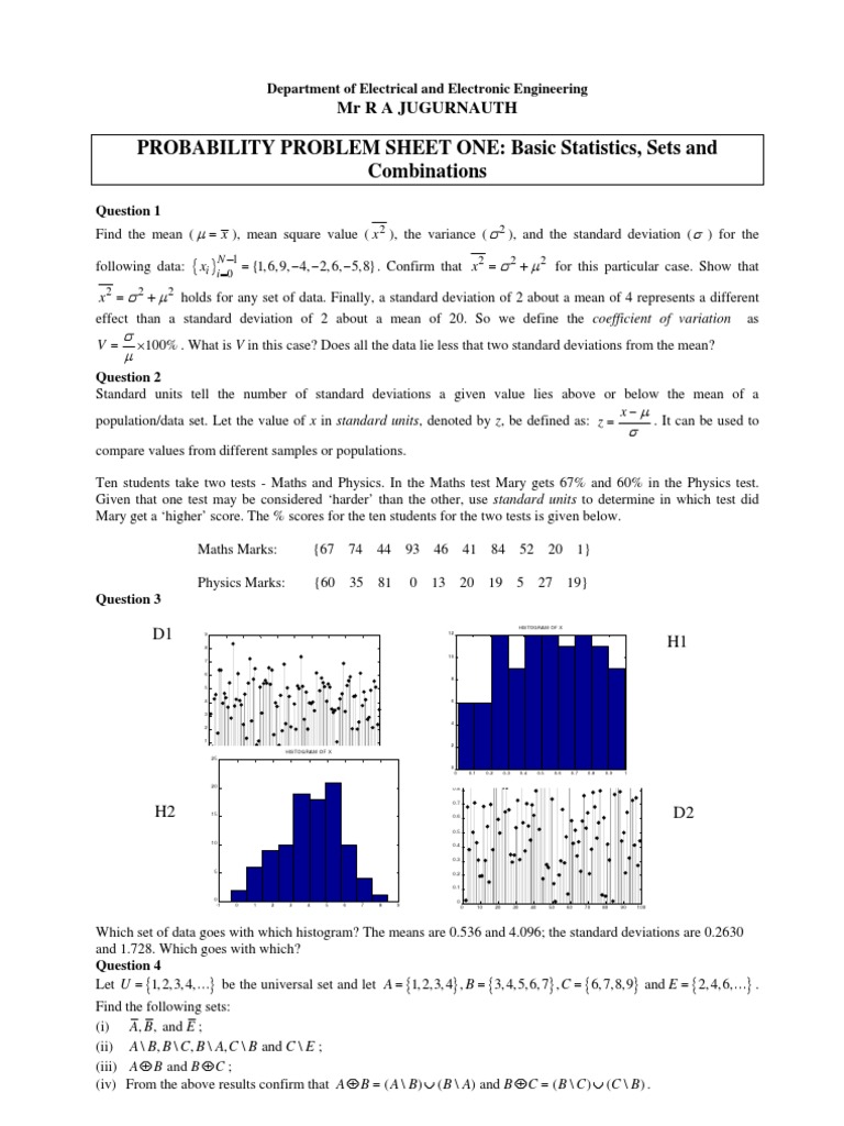 Tutorials + Solutions | PDF | Standard Deviation | Normal Distribution