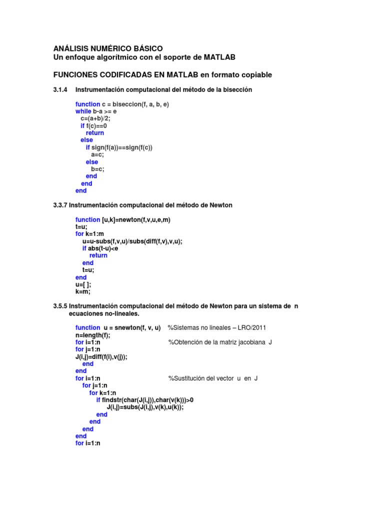 MATLAB para Análisis Numérico Básico | PDF | Análisis | Enseñanza de matemática