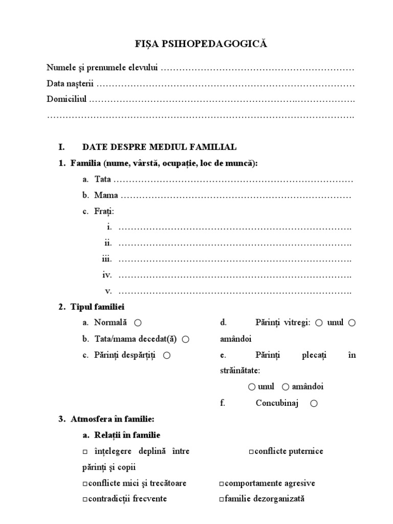 Fisa de Completat | PDF