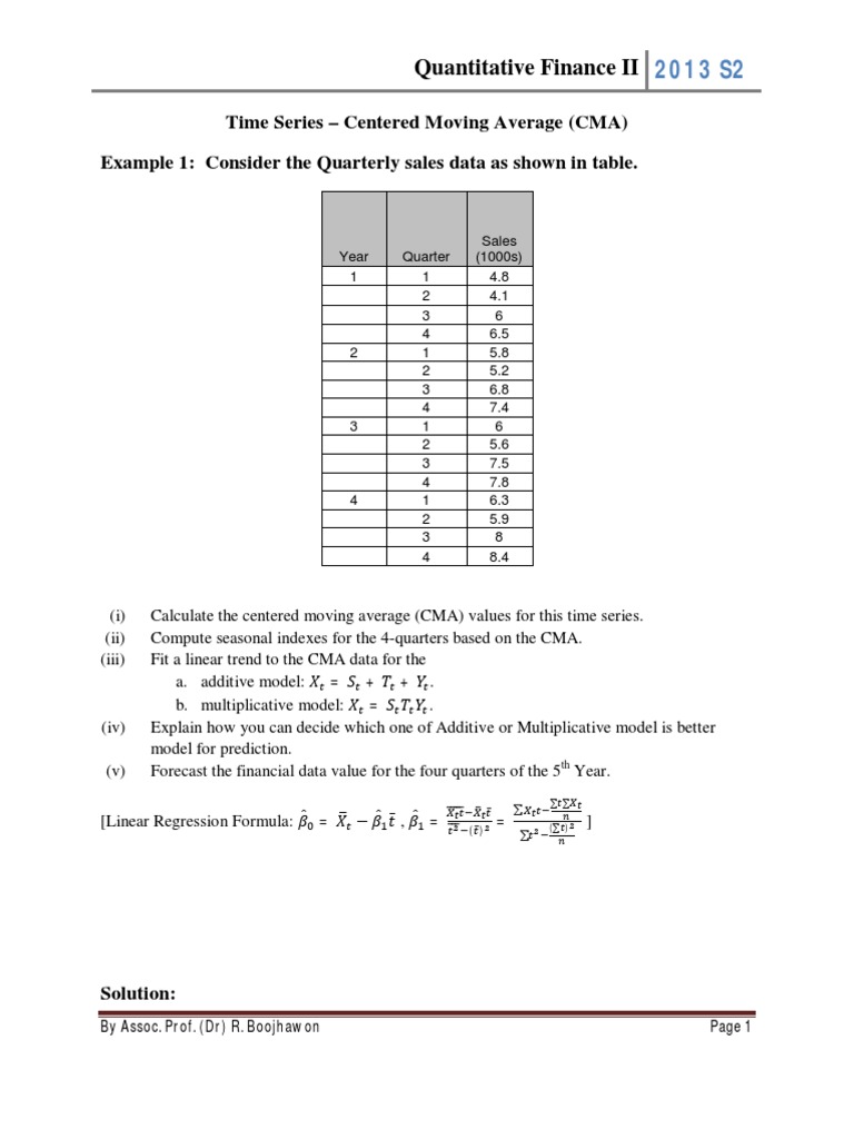 Additive vs Multiplicative Time Series | PDF | Time Series | Moving Average