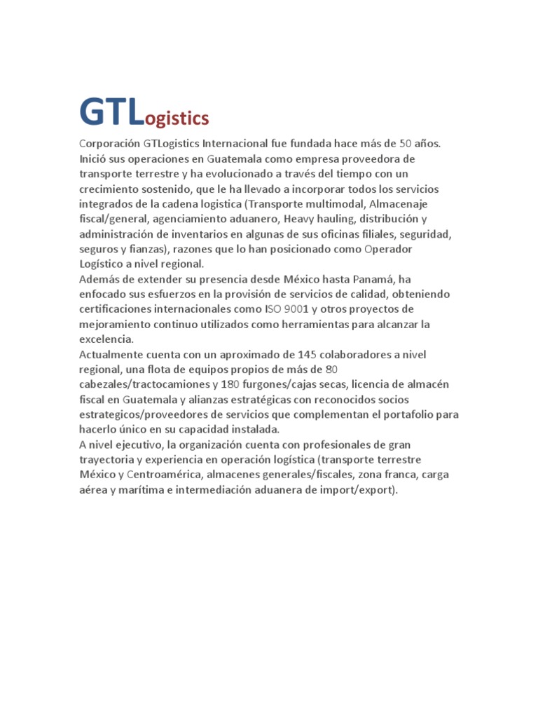 GT Logistics | PDF | Logística | Transporte