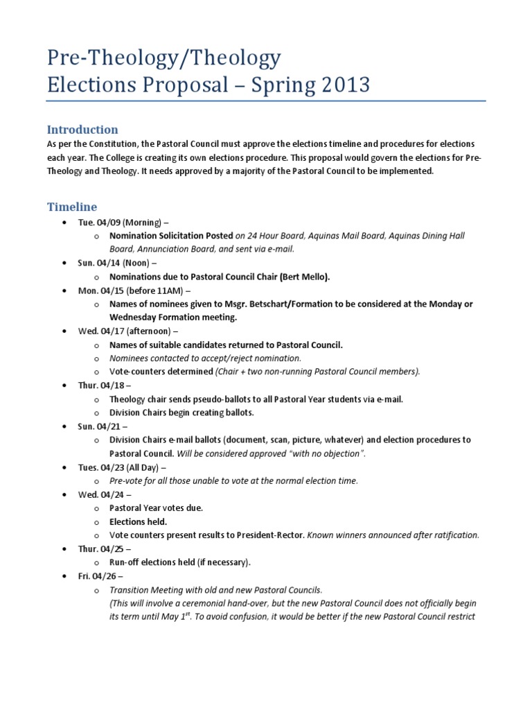 Pre-Theology/Theology Elections 2013 Proposal | PDF | Catholic Church ...