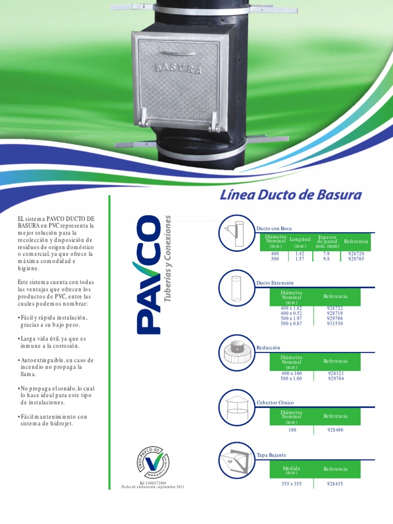 Ducto BASURA Pavco | PDF | Tubería (transporte de fluidos) | Residuos