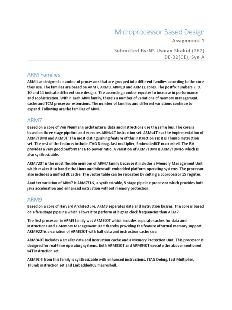 ARM Processor Families Comparison | PDF | Arm Architecture | Central ...