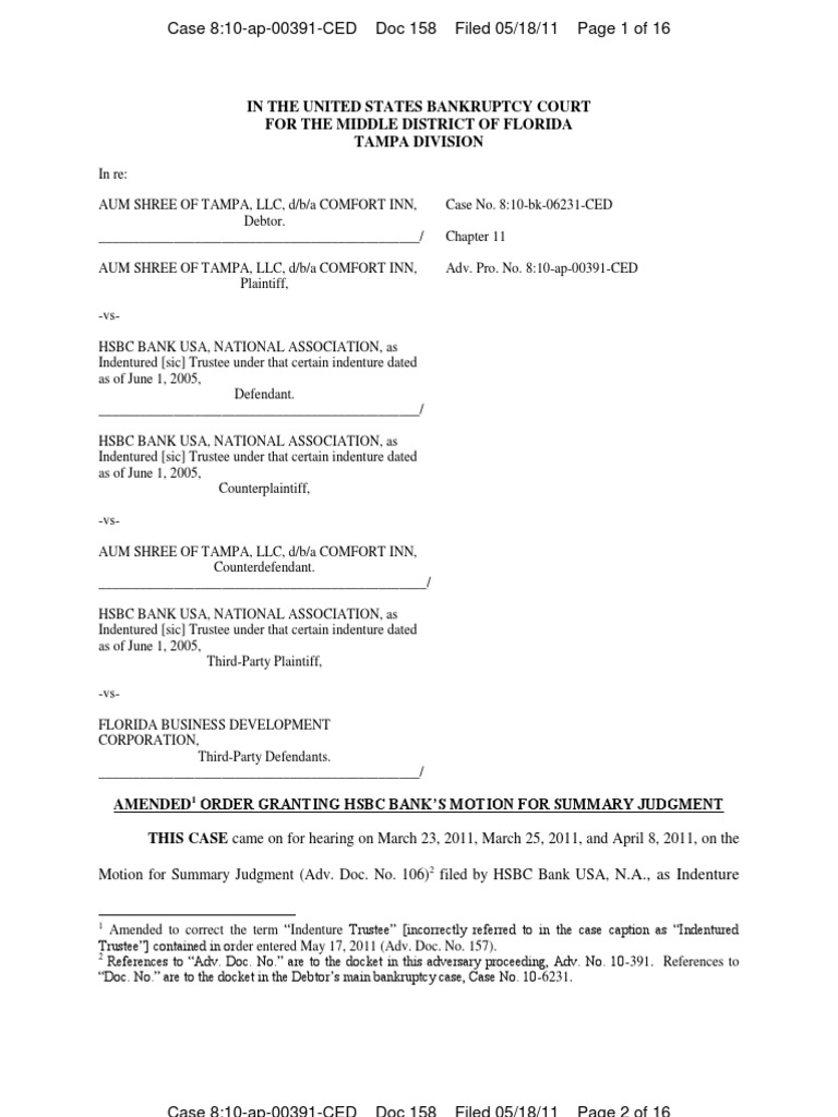 Order Granting HSBC Bank's Motion For Summary Judgment | PDF ...