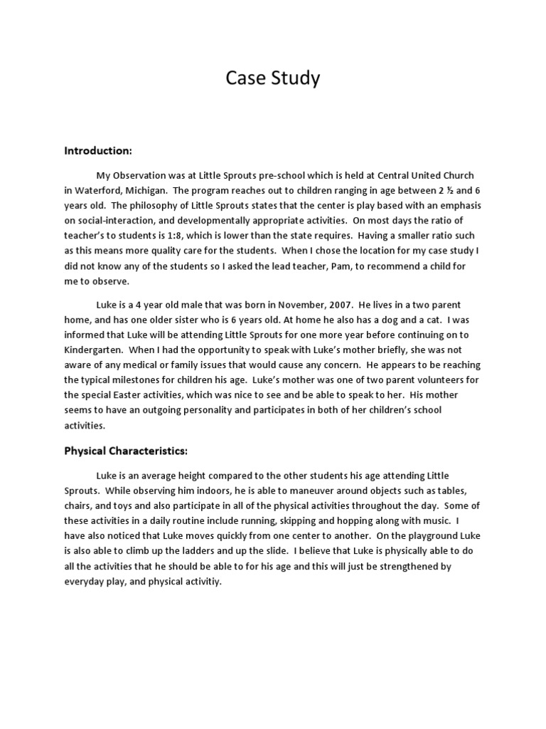 Case Study | PDF | Preschool | Child Development