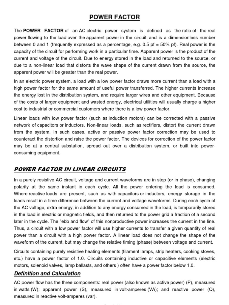 Power Factor | PDF | Ac Power | Power Supply