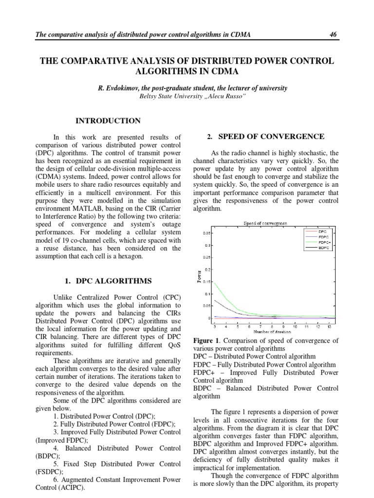 The Comparative Analysis Of Distributed Power Control Algorithms In Cdma Pdf Algorithms