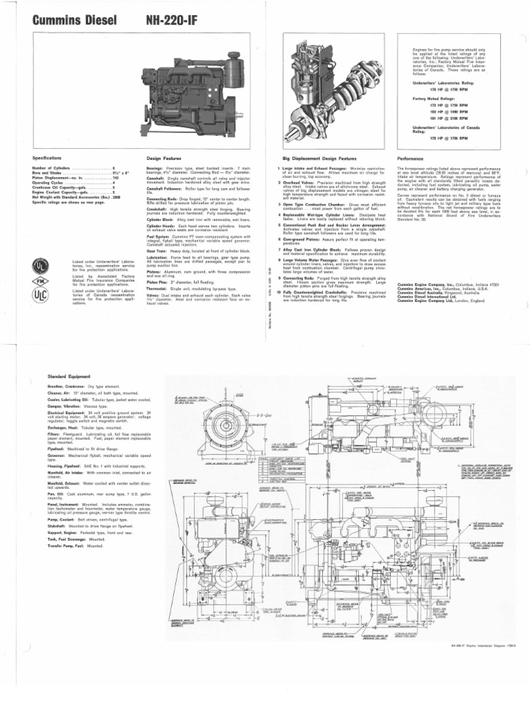 NH220 Cummins Engine Specifications | PDF