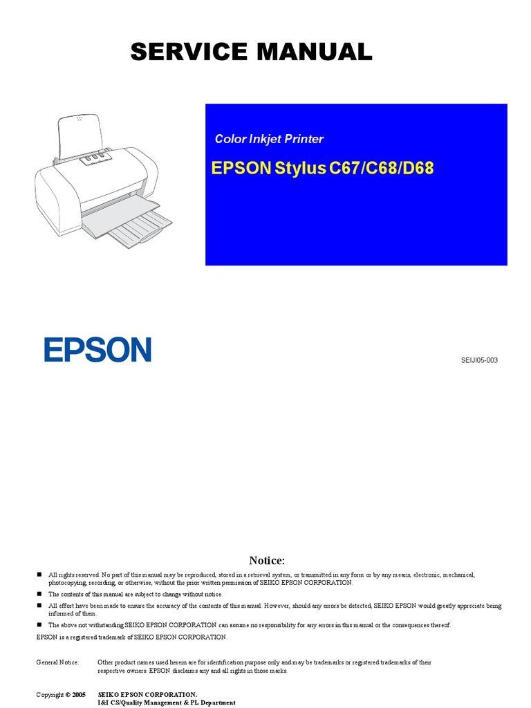 Epson Stylus Color C67,68, D68 | PDF | Printer (Computing) | Rectifier