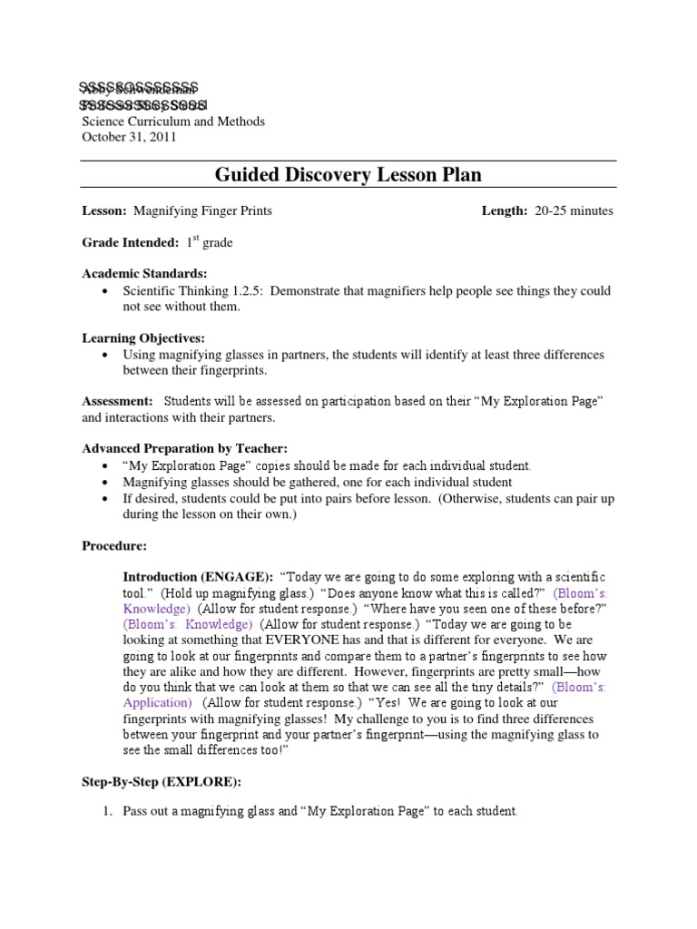 Guided Discovery Lesson Plan | PDF | Fingerprint | Lesson Plan