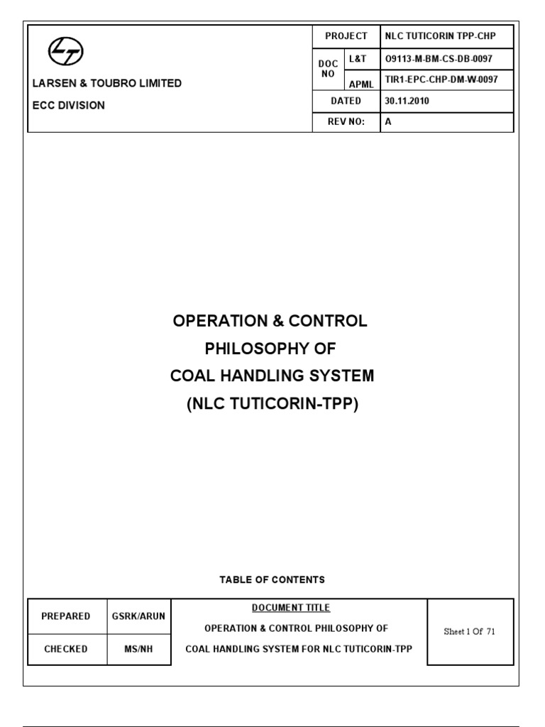 Operation Control Philosophy | PDF