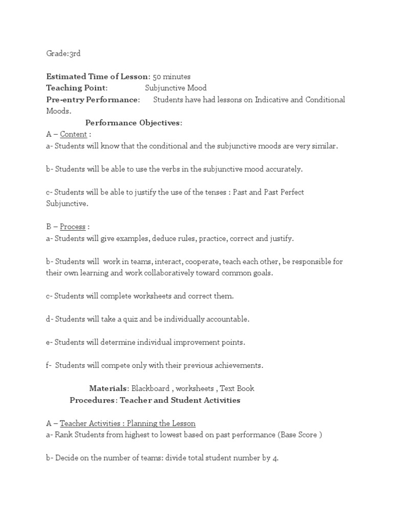 Stad Lesson Plan | Download Free PDF | Grammar | Language Mechanics