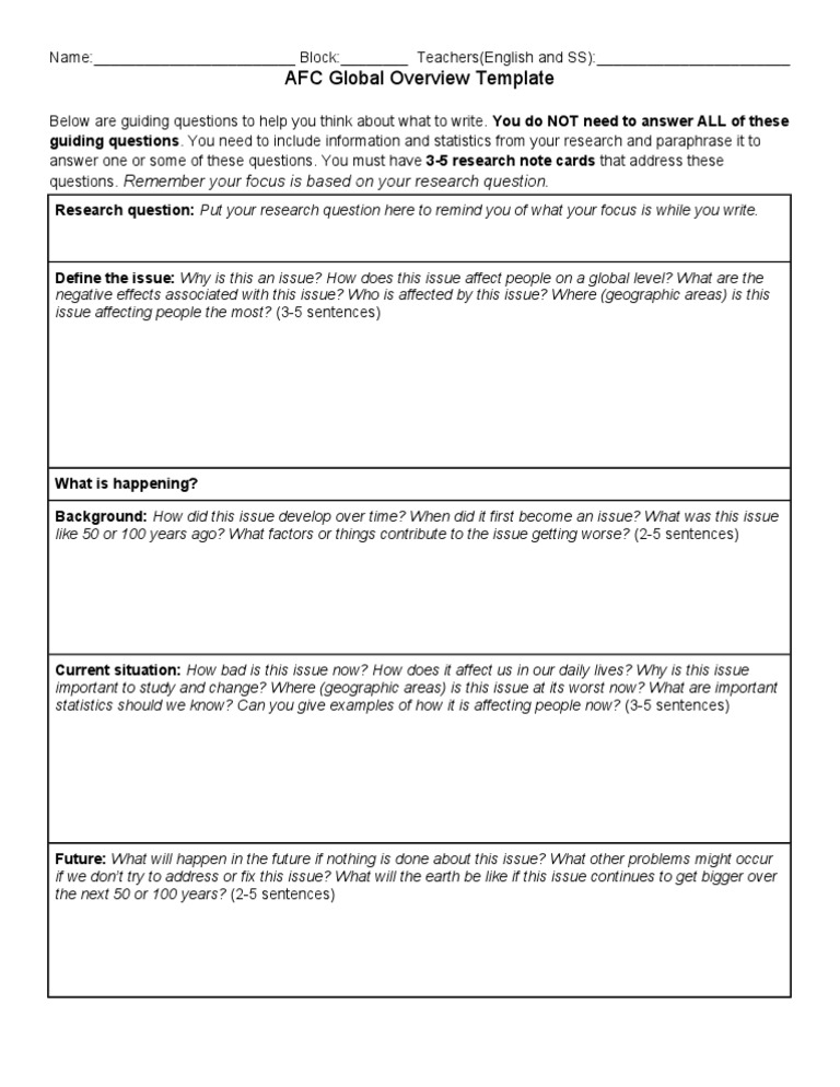 Global Issue Research Overview Template | PDF