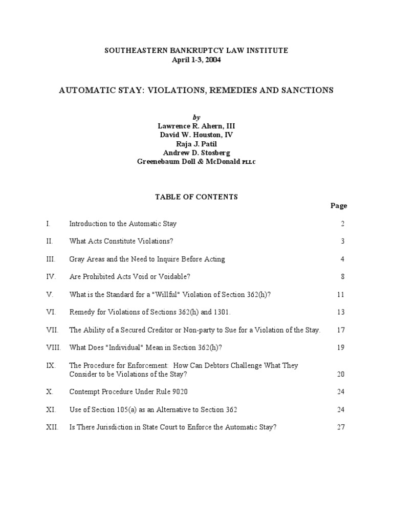 Automatic Stay | PDF | Bankruptcy In The United States | Bankruptcy