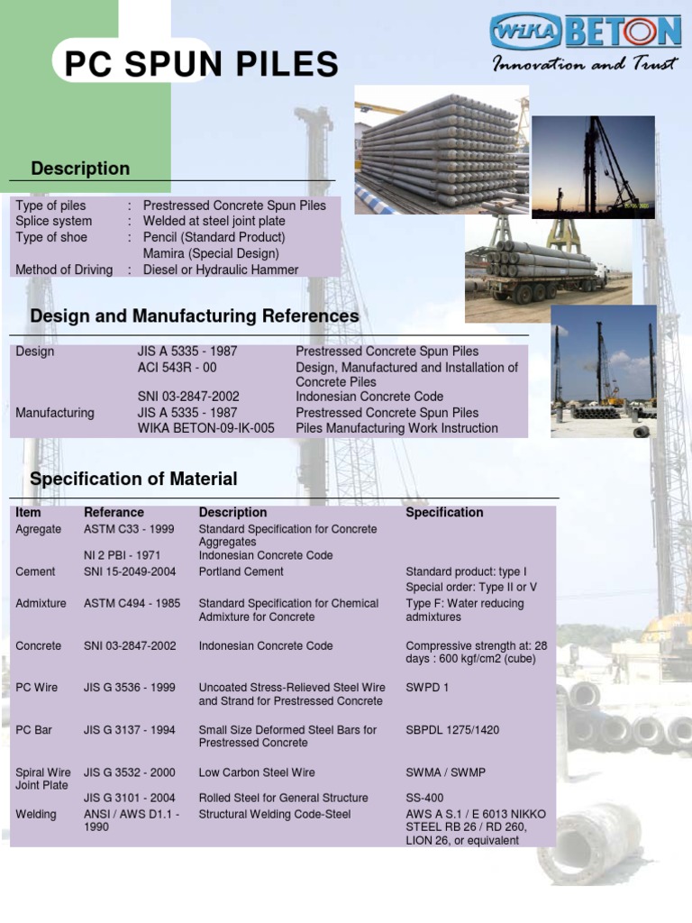 Spun Piles PDF | PDF | Deep Foundation | Prestressed Concrete