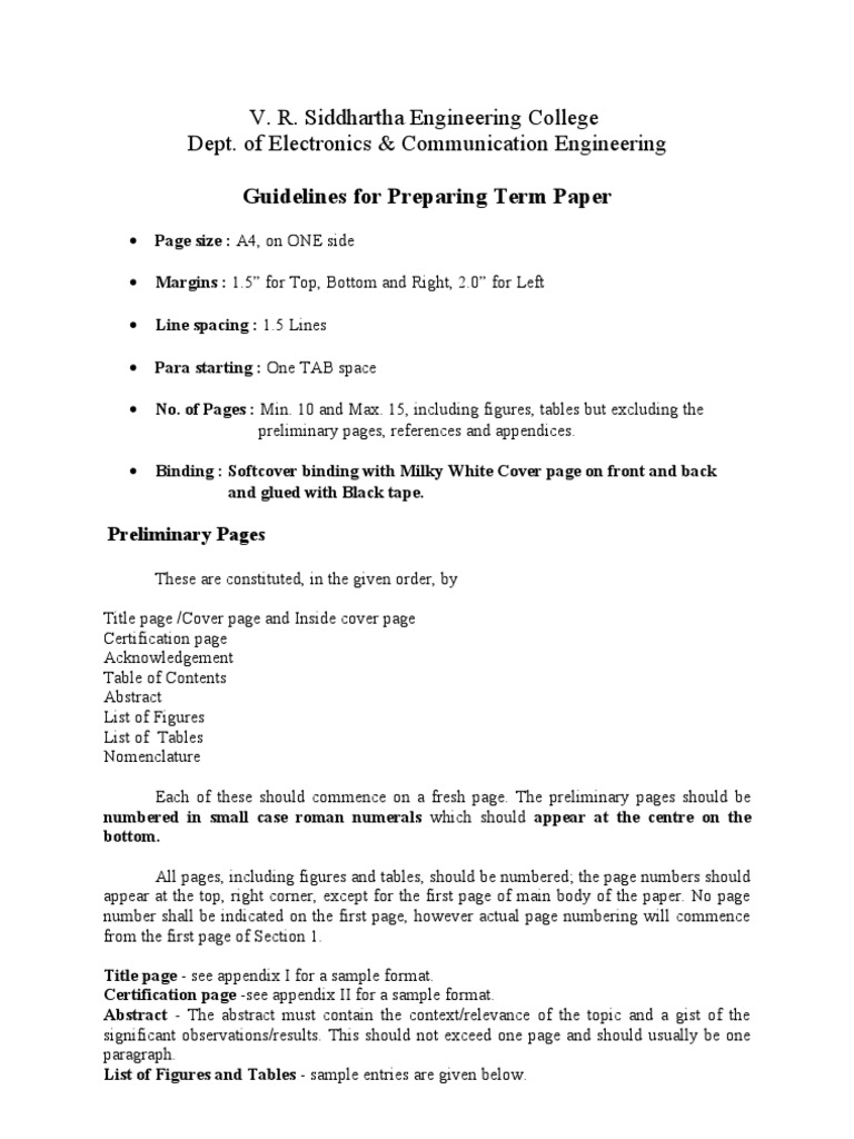 Term Paper Guidelines for ECE Students | PDF
