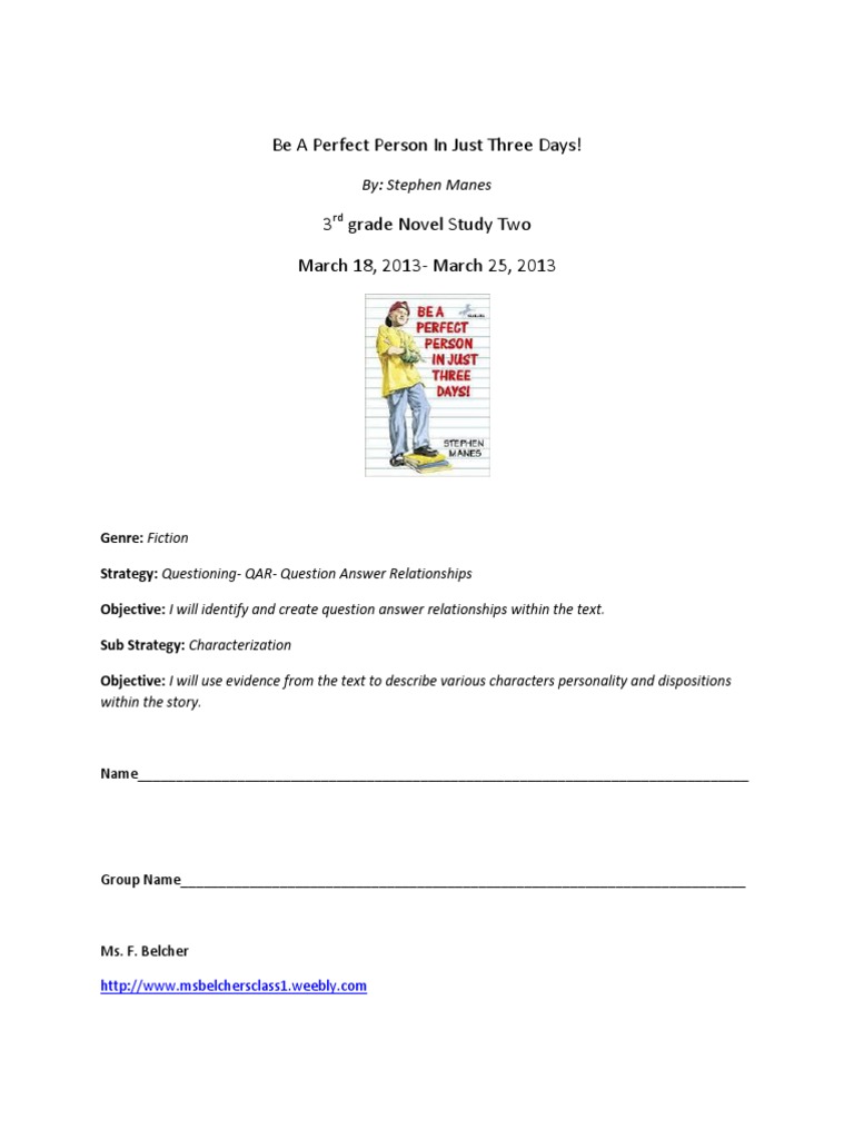 Perfect Person in Three Days Guide | PDF