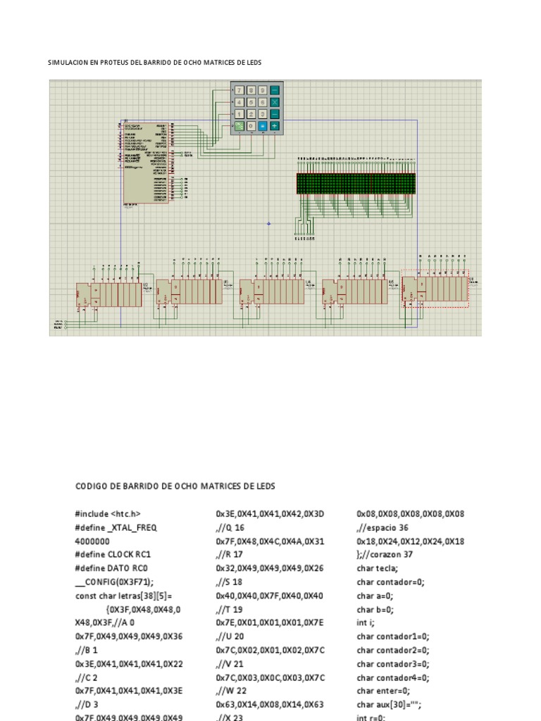 Simulacion en Proteus Del Barrido de Ocho Matrices de Leds | PDF ...