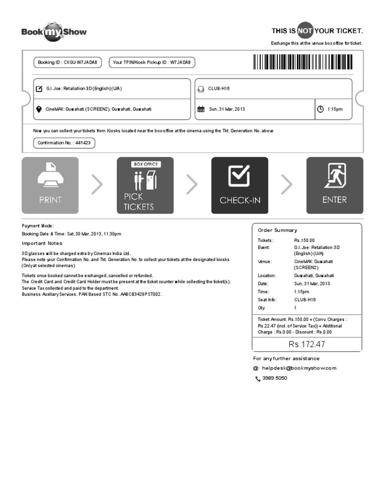 BookMyShow Ticket Confirmation Guide | PDF | Payments | Business
