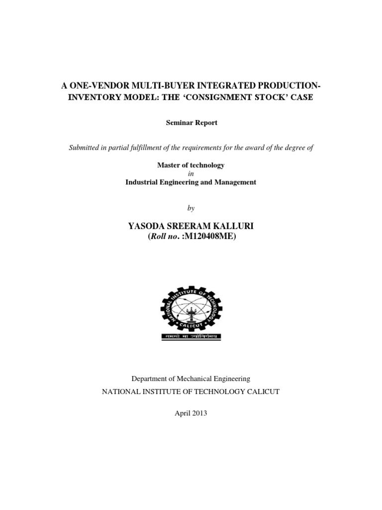 Consignment Stock Model Seminar | PDF