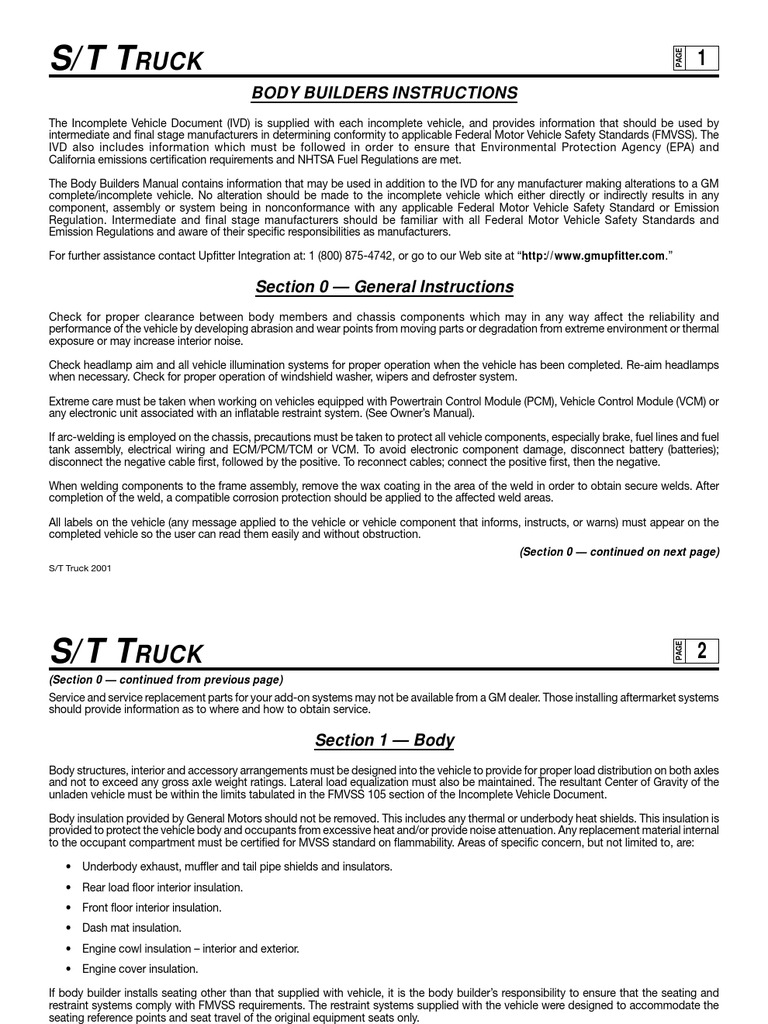 Chevrolet S/T Truck Incomplete Vehicle Document | PDF | Pickup Truck ...
