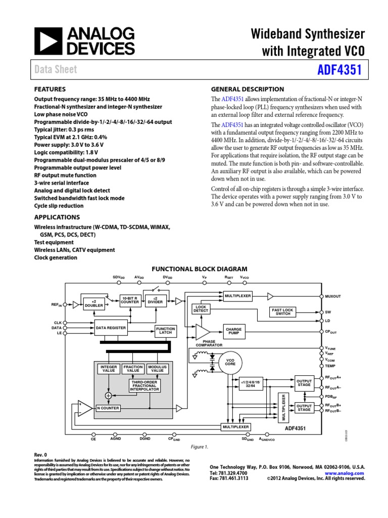 ADF4351 Datasheet | PDF | Hertz | Power Supply