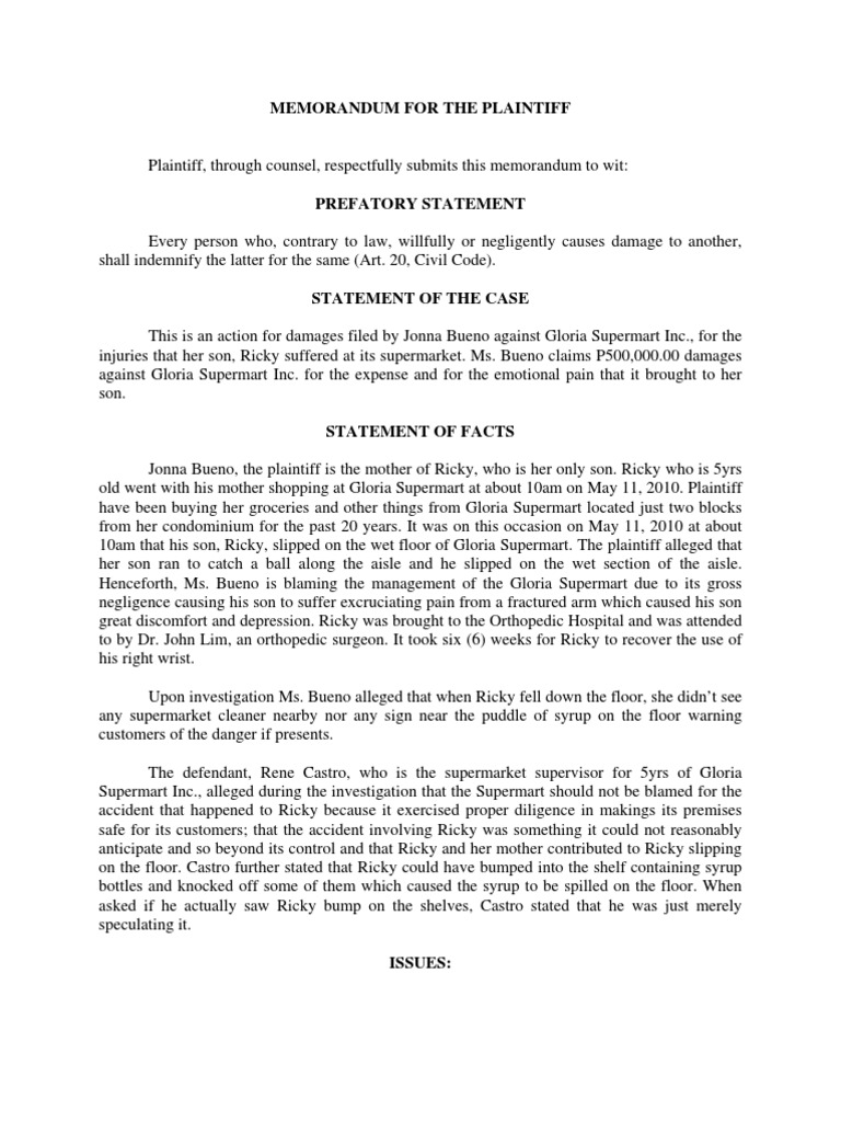 Memorandum 10459 | Negligence | Proximate Cause