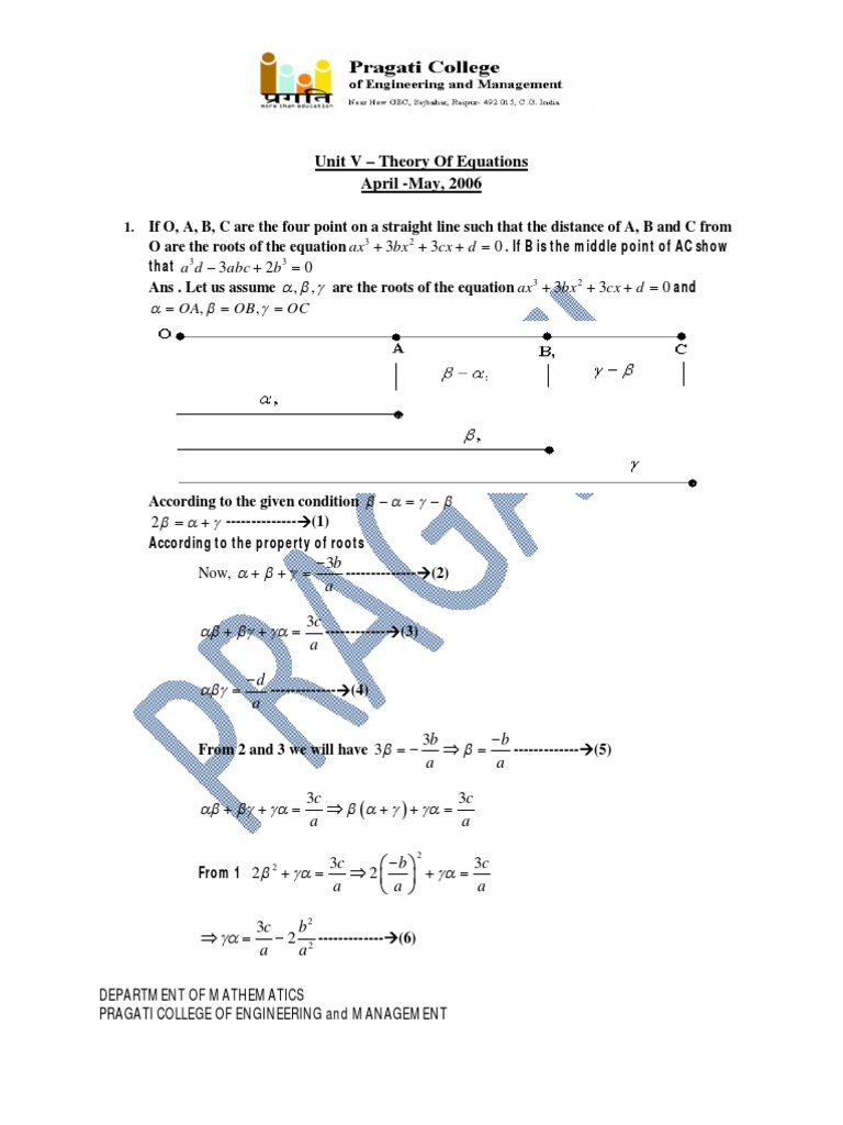 Ax BX CX D Ad Abc B Ax BX CX D OA OB OC : Unit V - Theory of Equations ...