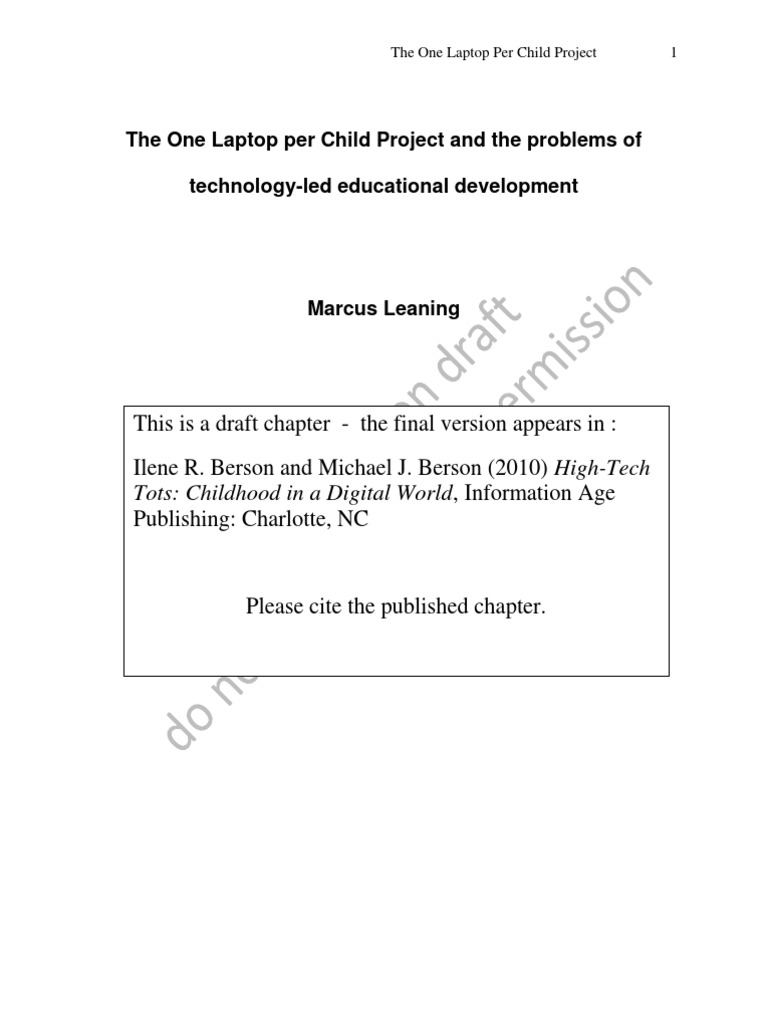 The One Laptop Per Child Program | PDF | Constructivism (Philosophy Of ...