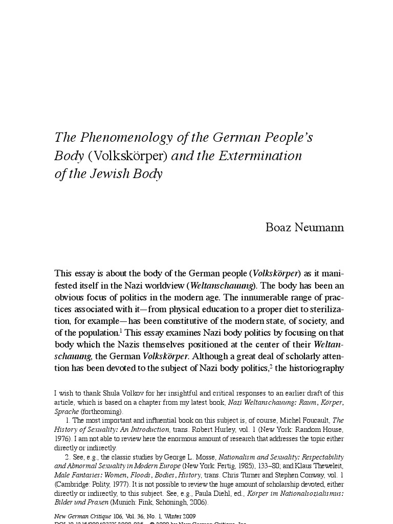 Neumann - Volkskorper, Literal Jewish and German Bodies | PDF ...