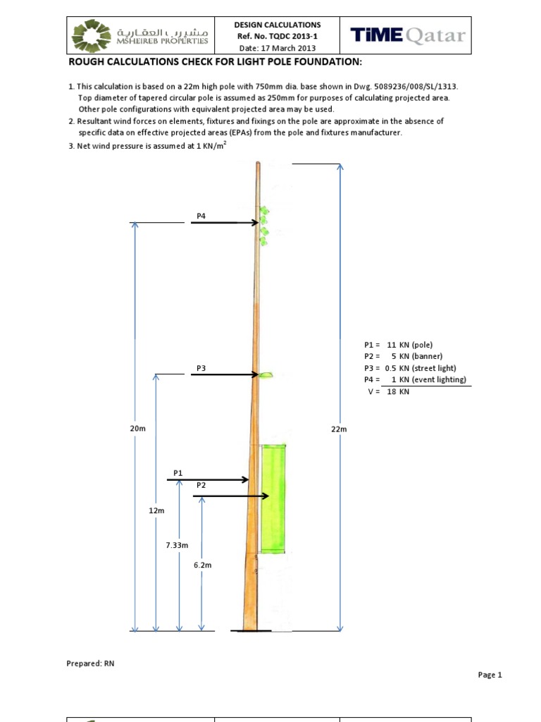 Light Pole Calculations | PDF