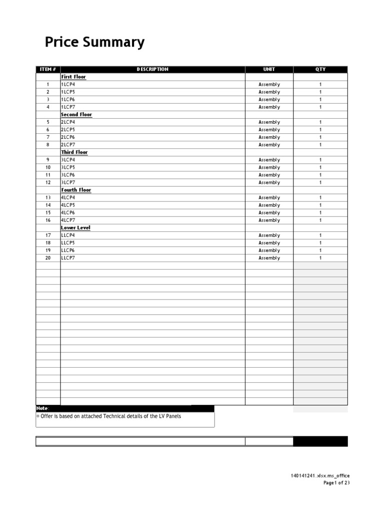BOQ Example | PDF | Mains Electricity | Electrical Wiring