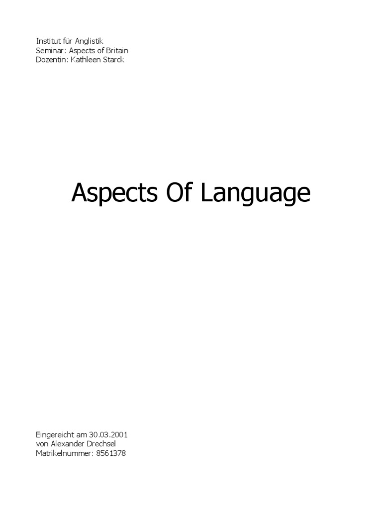 Aspects Of Language English Language Grammatical Gender