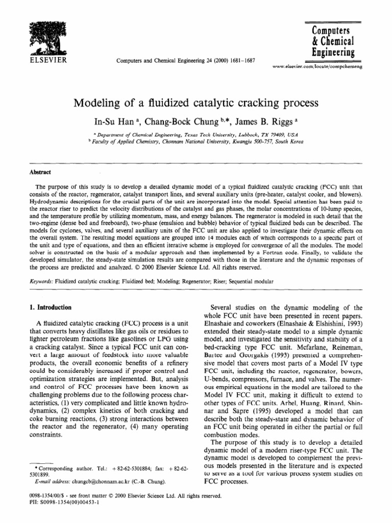 Modelling of A Fluidized Catalytic Cracking Process | PDF | Chemical ...
