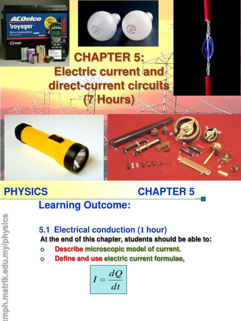 Physics Electric Current and Direct Current Circuit Notes | PDF