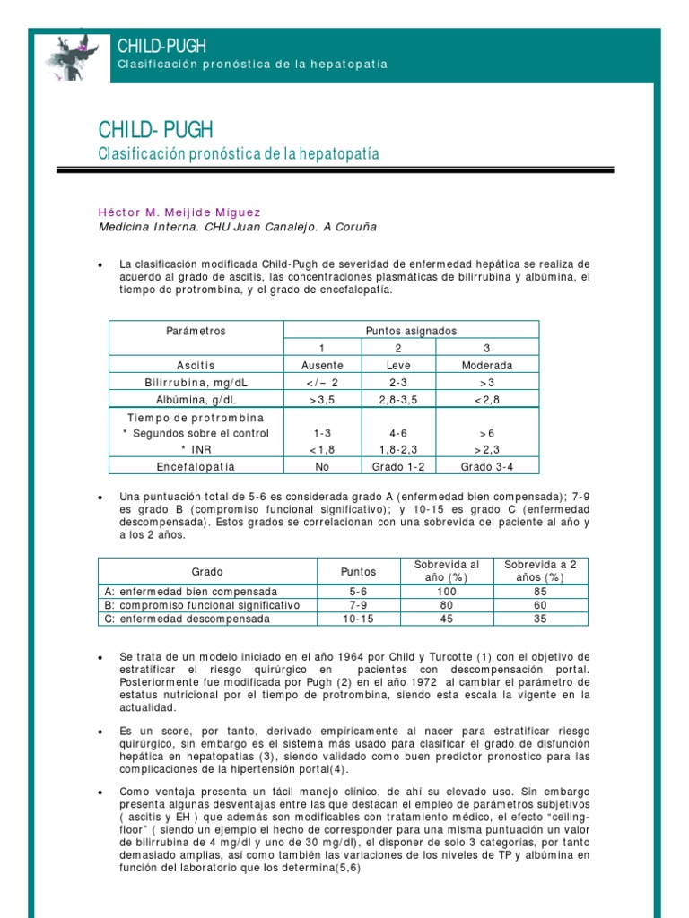 Clasificación Child-Pugh Hepatopatía | PDF