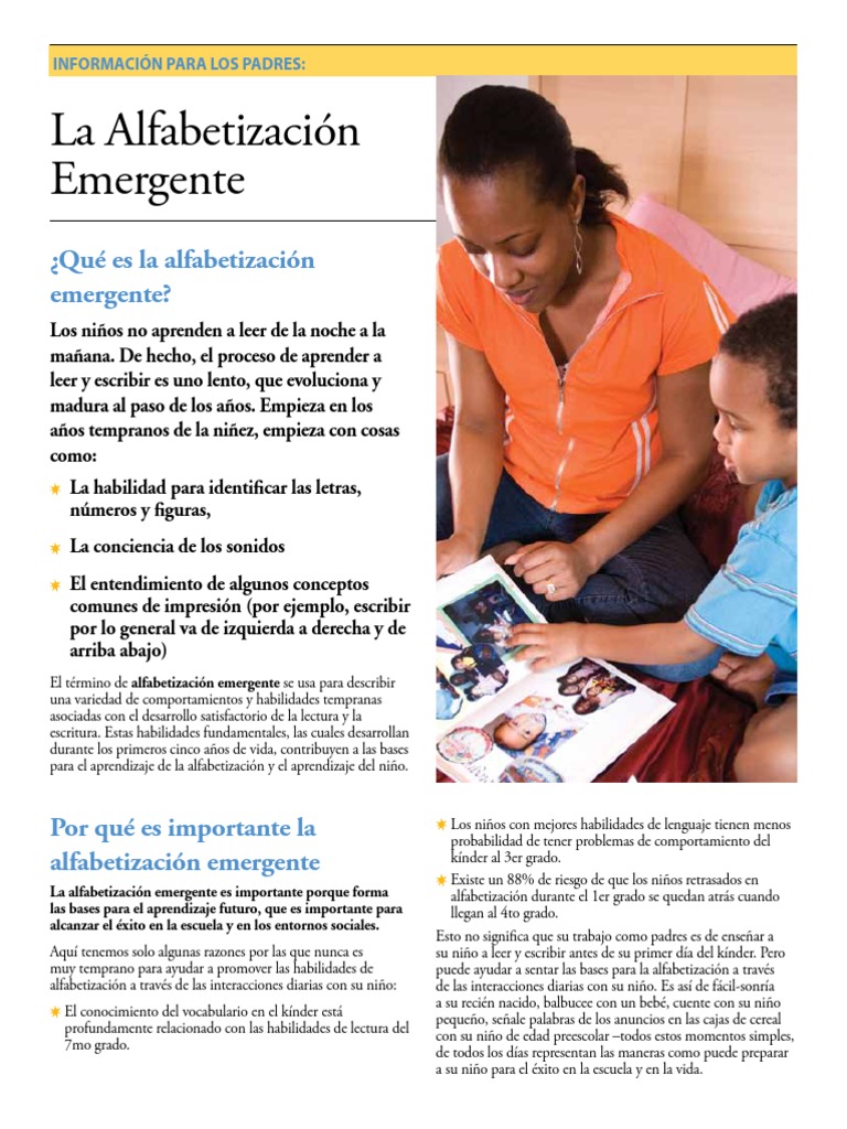 Informacion para Los Padres La Alfabetizacion Emergente | PDF ...