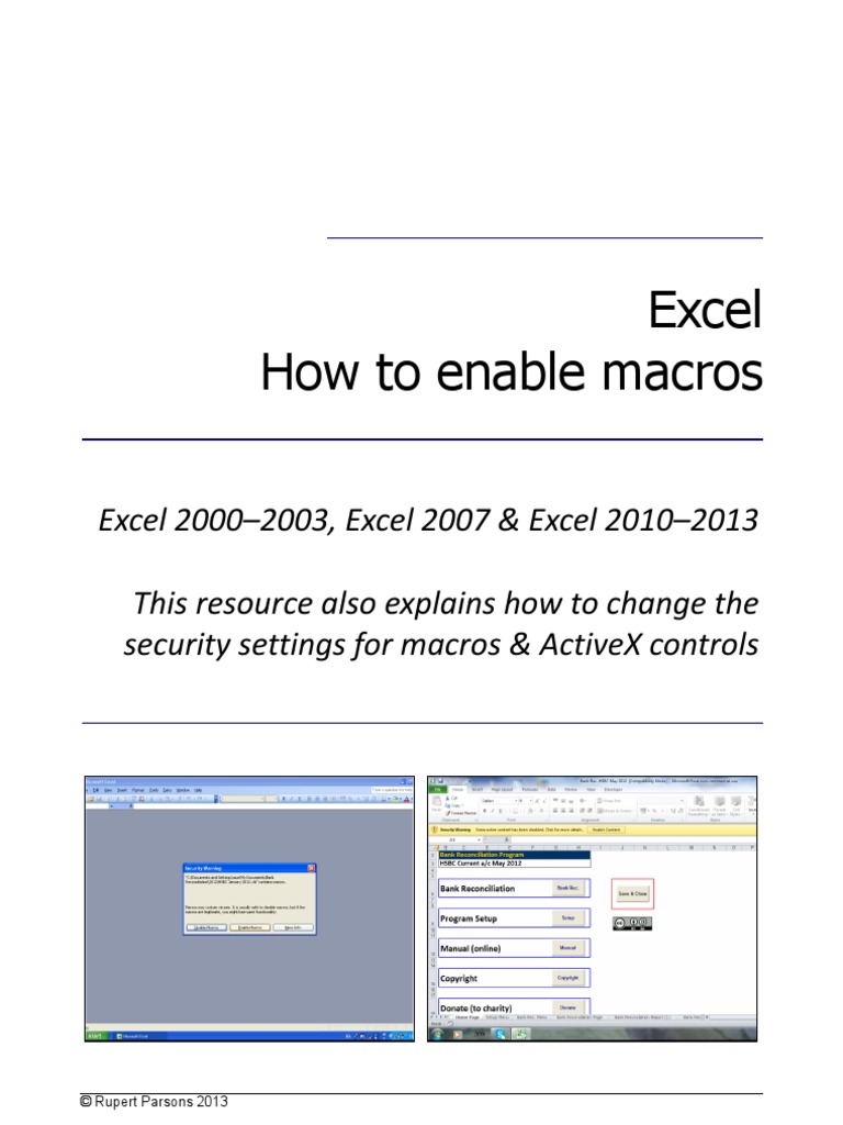 Excel How To Enable Macros | PDF | Microsoft Excel | Operating System ...