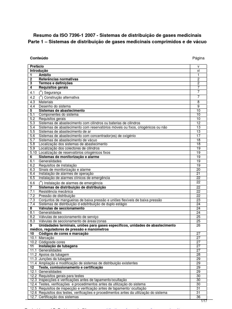 Resumo ISO-7396-1-Sistemas Distribuicao Gases Medicinais | PDF ...