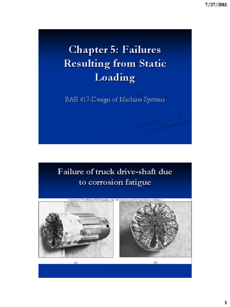 Chapter 5: Failures Resulting From Static Loading: Failure of Truck Drive-Shaft Due To Corrosion ...