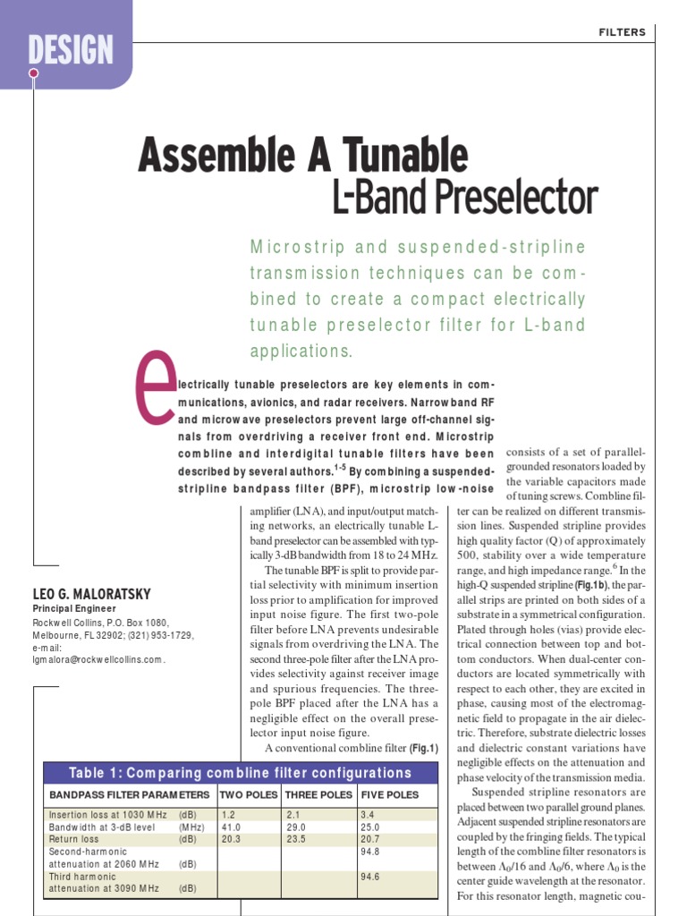 (MWRF0309) Assemble A Tunable L-Band Preselector | PDF | Electronic ...